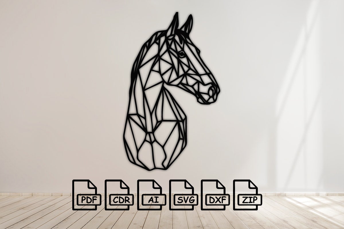 Caballo corte svg dxf archivo pared pegatina pdf silueta plantilla cnc ...