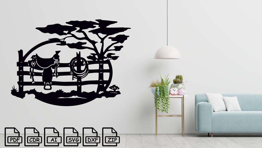 Western Horse Carriage Scene Cut Svg Dxf File Wall Sticker Pdf ...