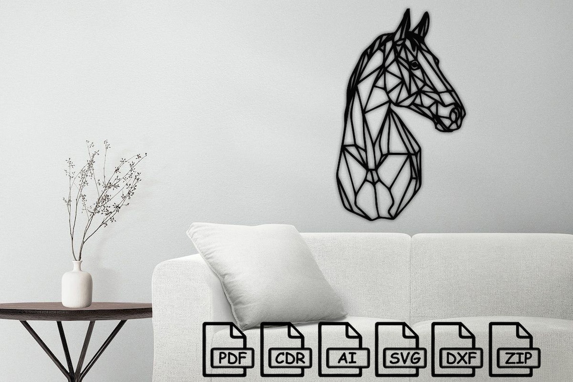 Caballo corte svg dxf archivo pared pegatina pdf silueta plantilla cnc ...