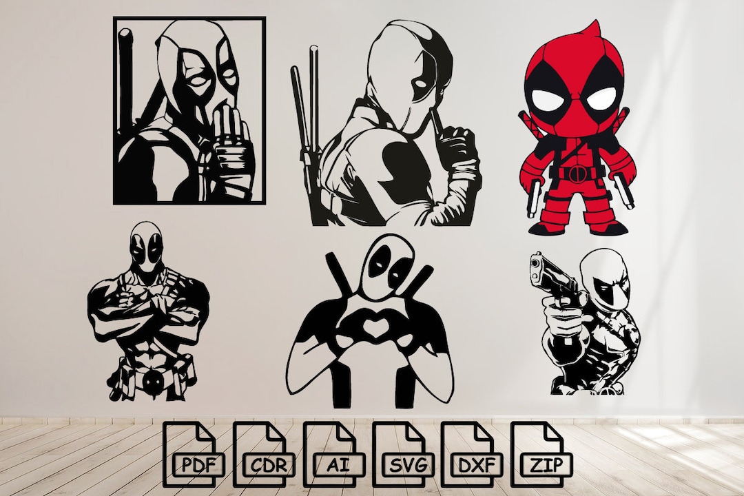 Super Hero Bundle (6pcs) Cut Svg Dxf File Wall Sticker Pdf Silhouette ...