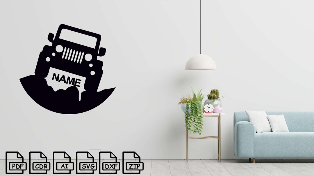 Car, Mountain Cut Svg Dxf File Wall Sticker Pdf Silhouette Template Cnc ...