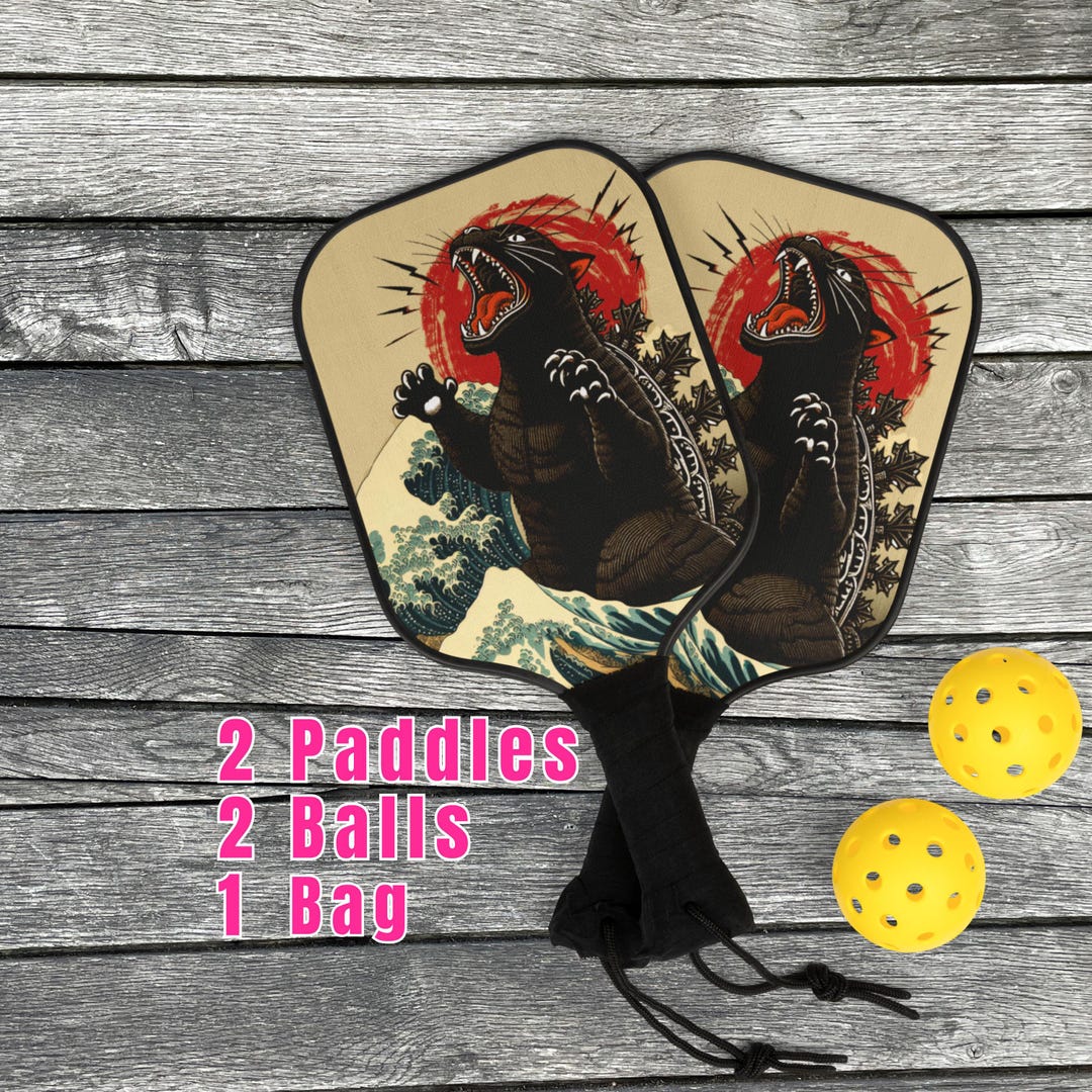 Cat Monster Pickleball Paddle Set, Cat Pickleball Paddle Dinosaur ...