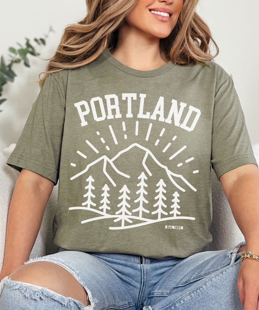Portland Mountain T Shirt, Trees Portland Oregon Shirt Sun Nature ...