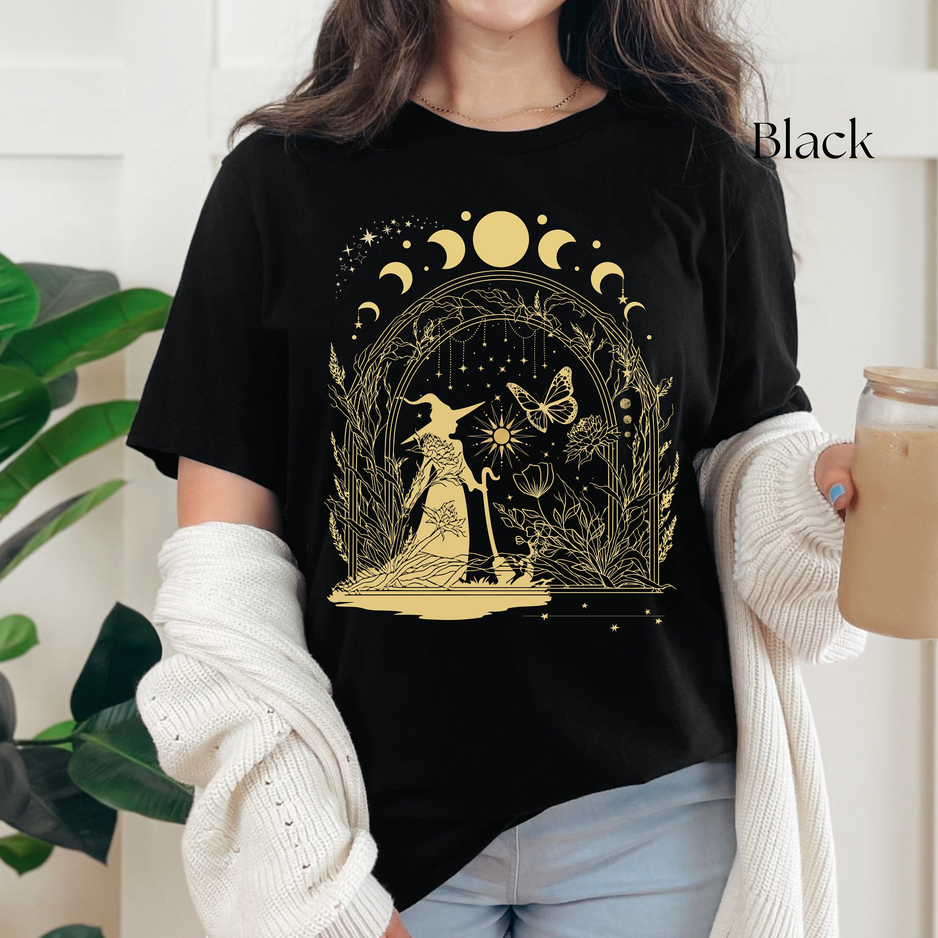 Lunar Butterfly Witch Shirt, Celestial Gift for Halloween Lover Shirt ...