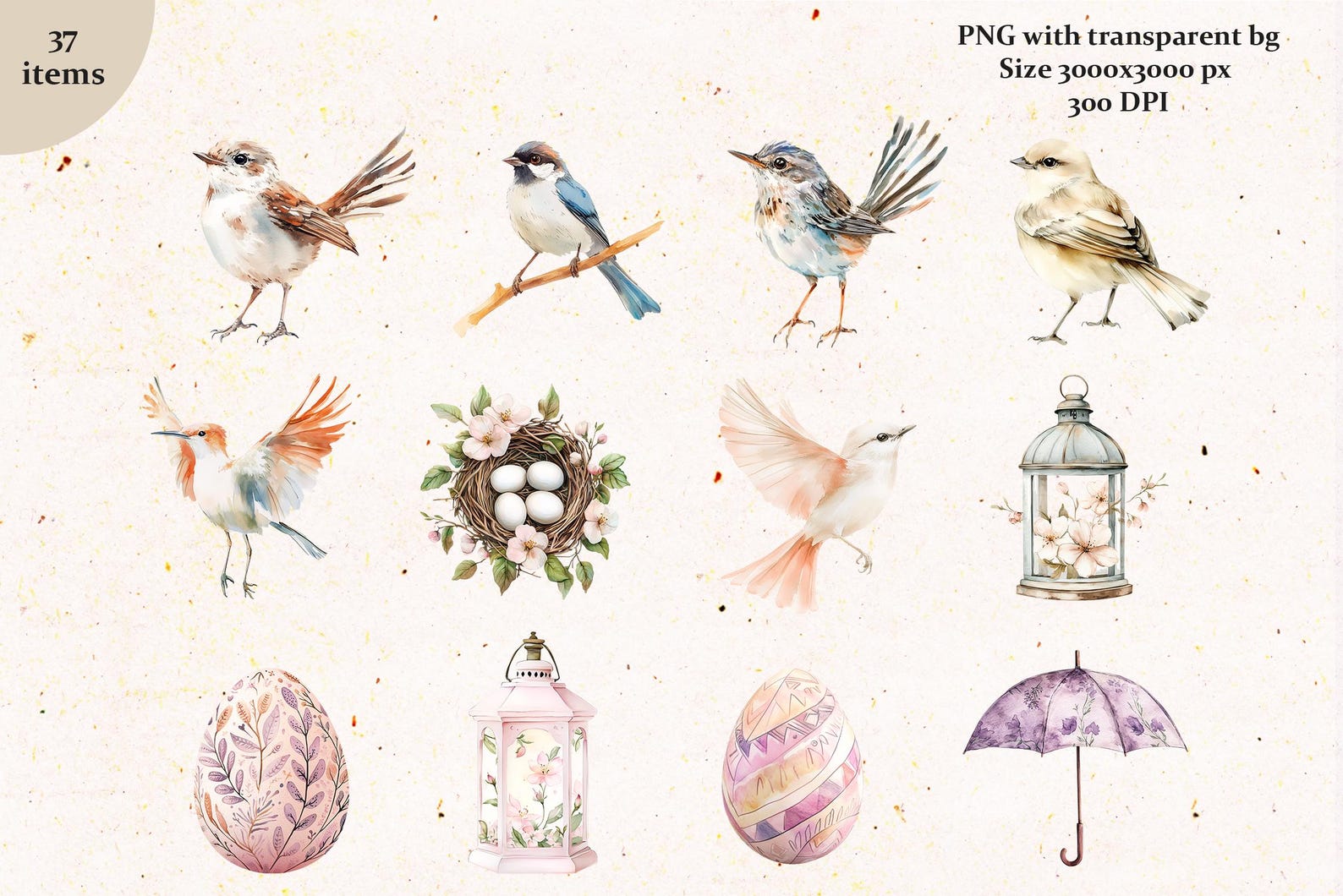 Boho Spring Clipart - Easter Birds, Butterflies, Floral Boots, Honey ...
