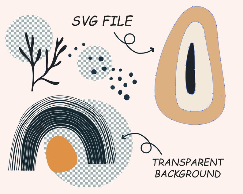Minimalist Boho Shapes & Abstract Vector Elements: Abstract Leaves ...