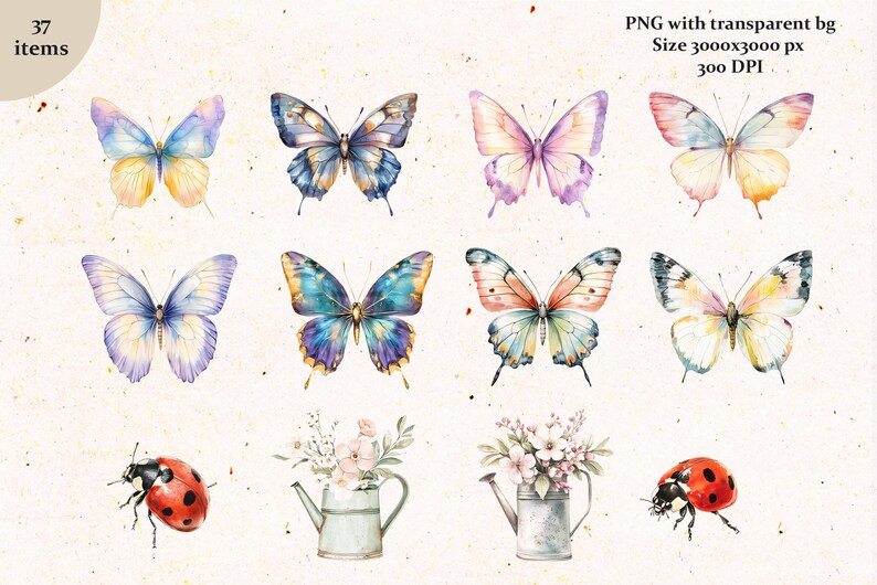 Boho Spring Clipart - Easter Birds, Butterflies, Floral Boots, Honey ...