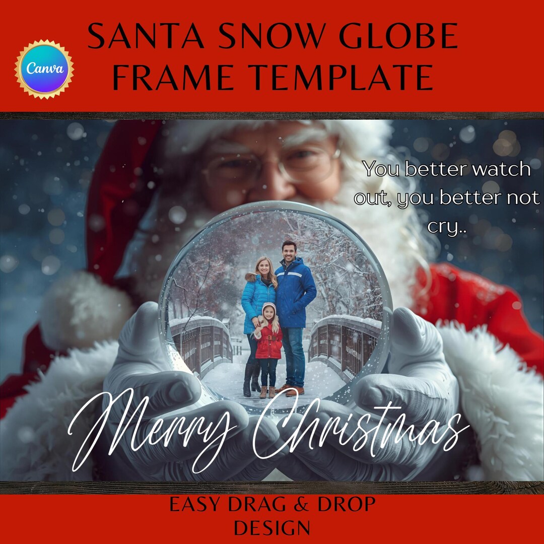 Santa Snow Globe Frame |two Christmas Cards |drag and Drop Design - Etsy