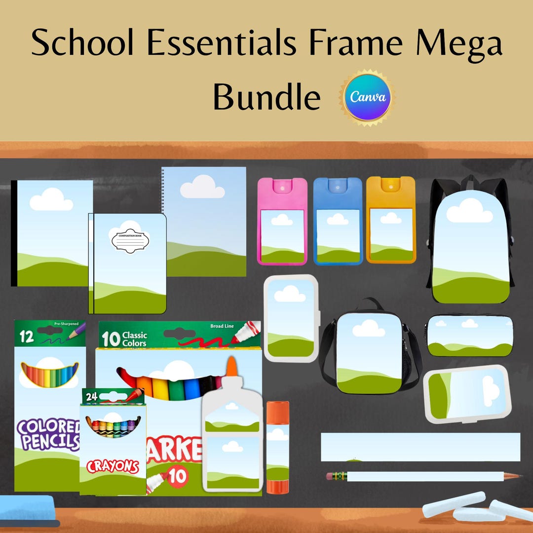 Back to School Essentials Frame | Custom Mega Bundle - Etsy