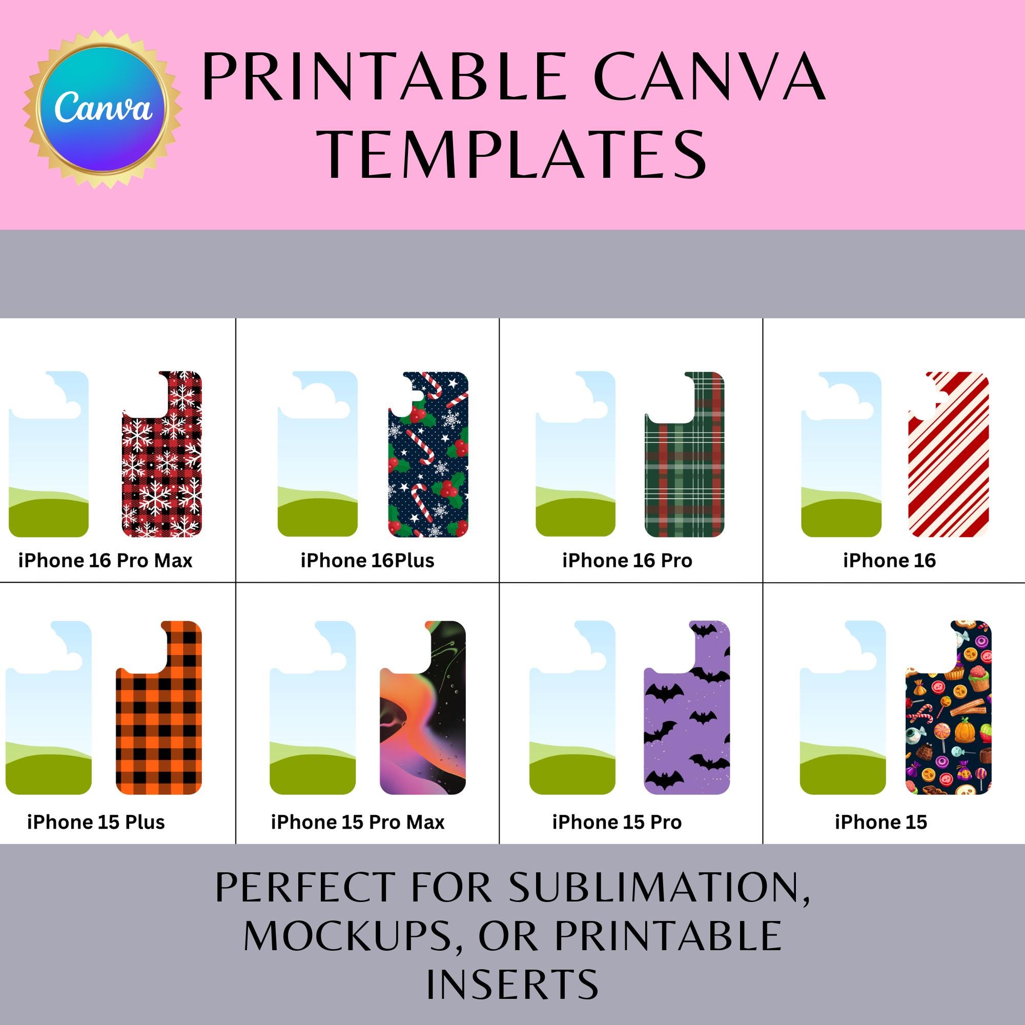 IPhone Case Insert Templates | Canva Phone Case Mockups| Customizable ...