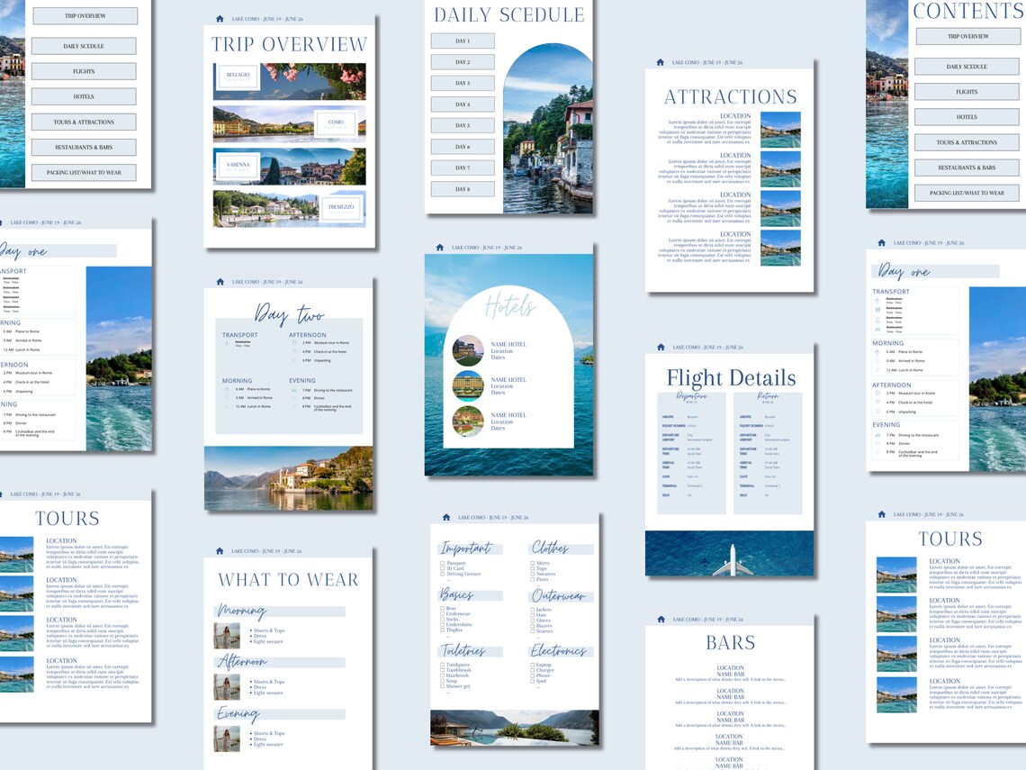 Travel Itinerary Template 16 Slides Digital Print or Pdf. Editable on ...