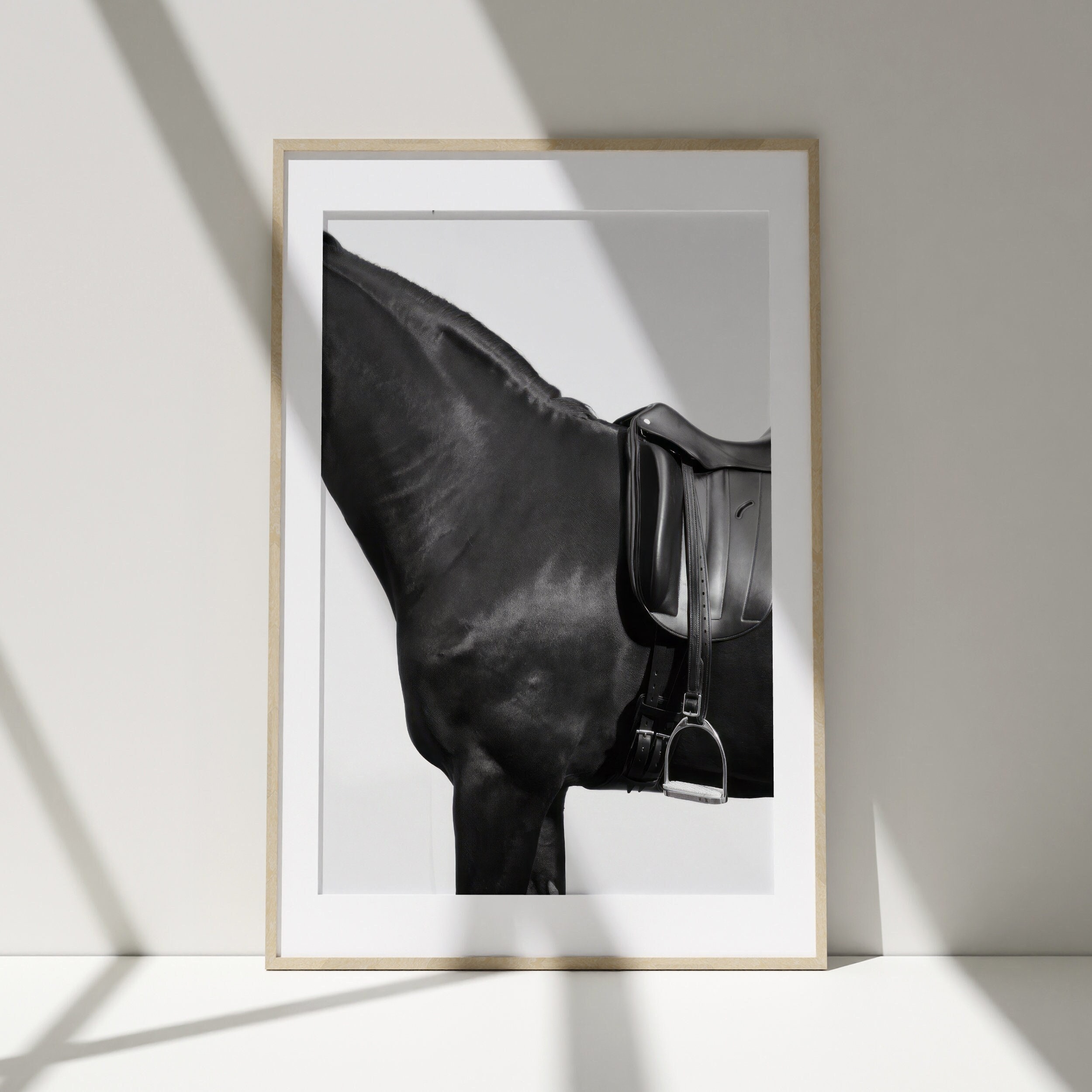 Black Horse Poster, Vintage Print, Photography Print, Black White Photo ...