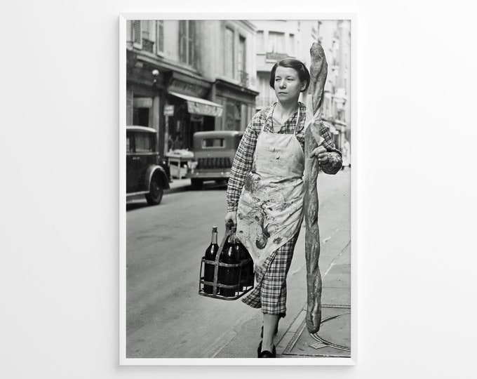 Woman With Baguette and Wine Paris, France 1945 Museum Quality Print - Etsy
