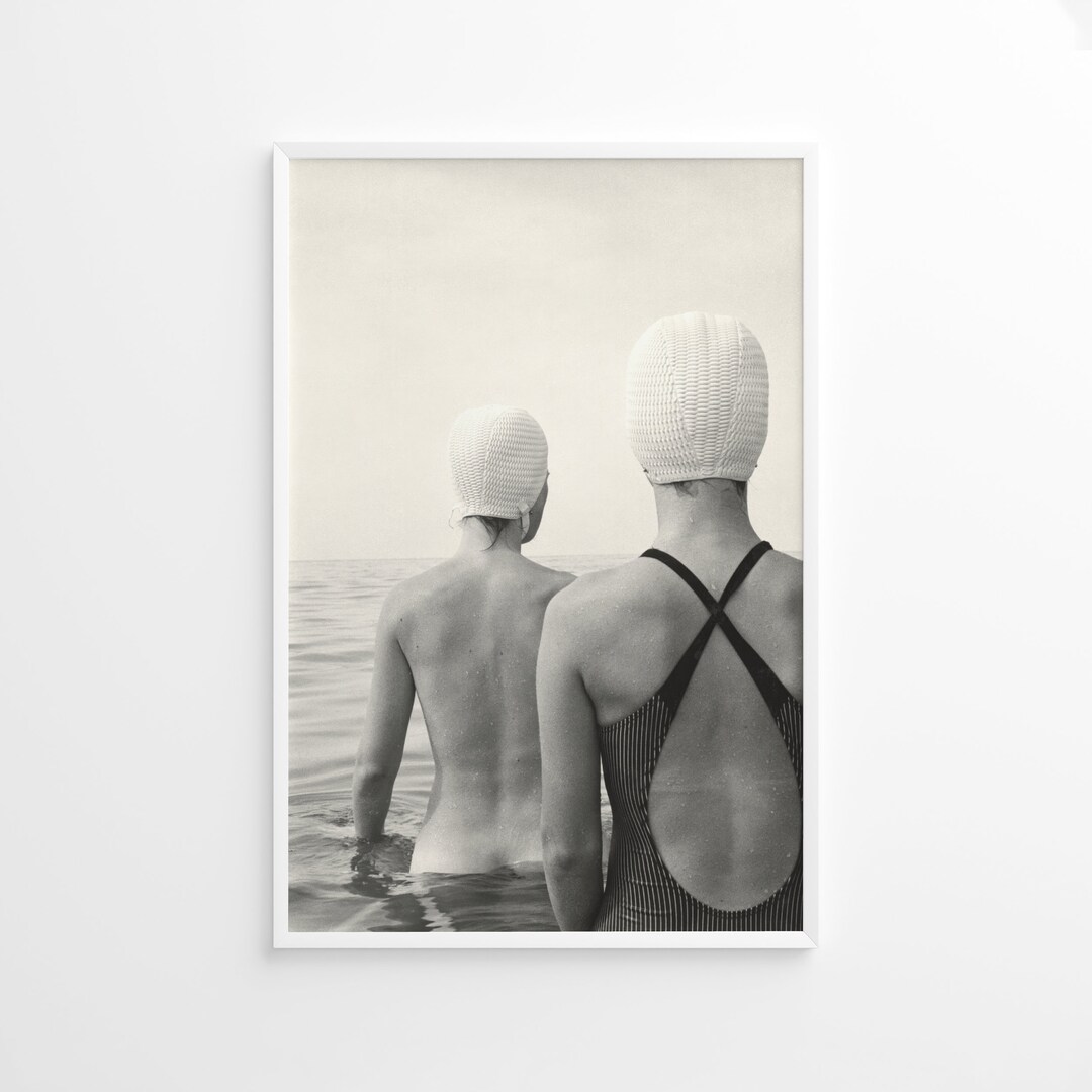 Vintage Swimmers, Vintage Print, Photography Print, Black White Photo ...