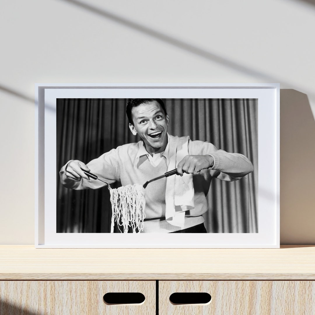 Frank Sinatra Eating Spaghetti, Black and White Wall Art, Vintage Print ...