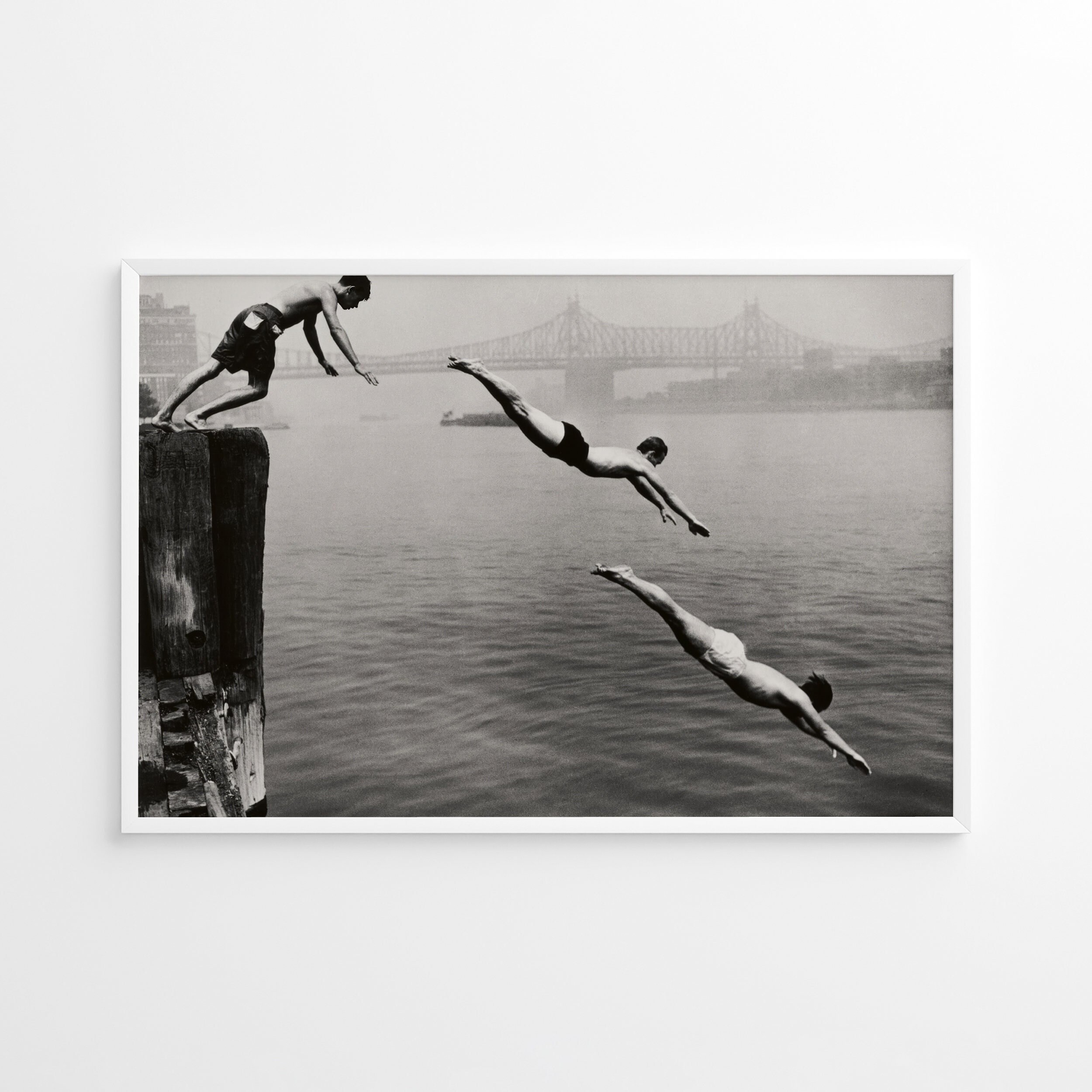 Divers in New York, Beach Photography, Vintage Print, Photography Print ...