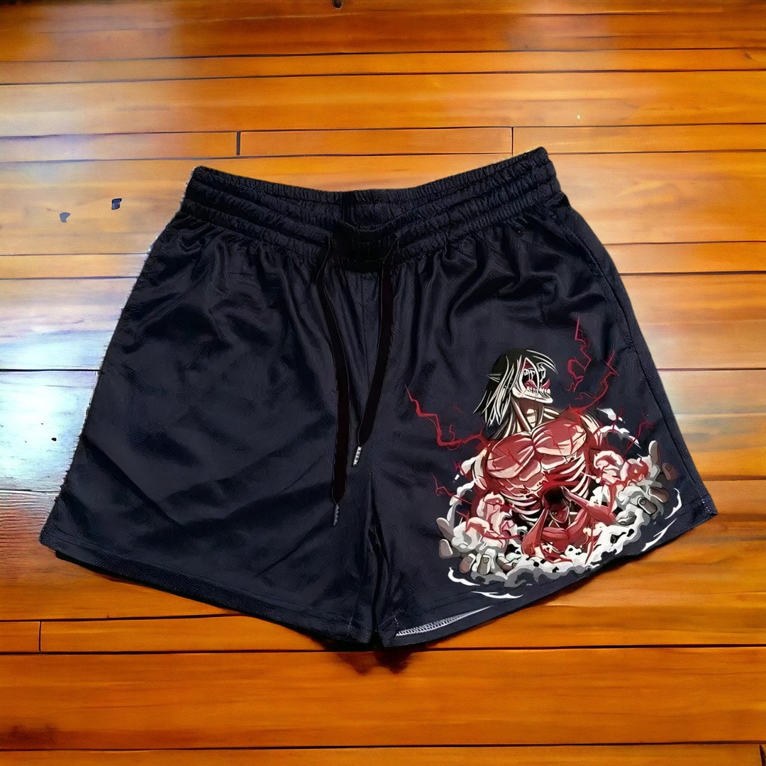 Men's AOT Anime Character Graphic Gym Shorts, Adult Manga Anime Graphic ...