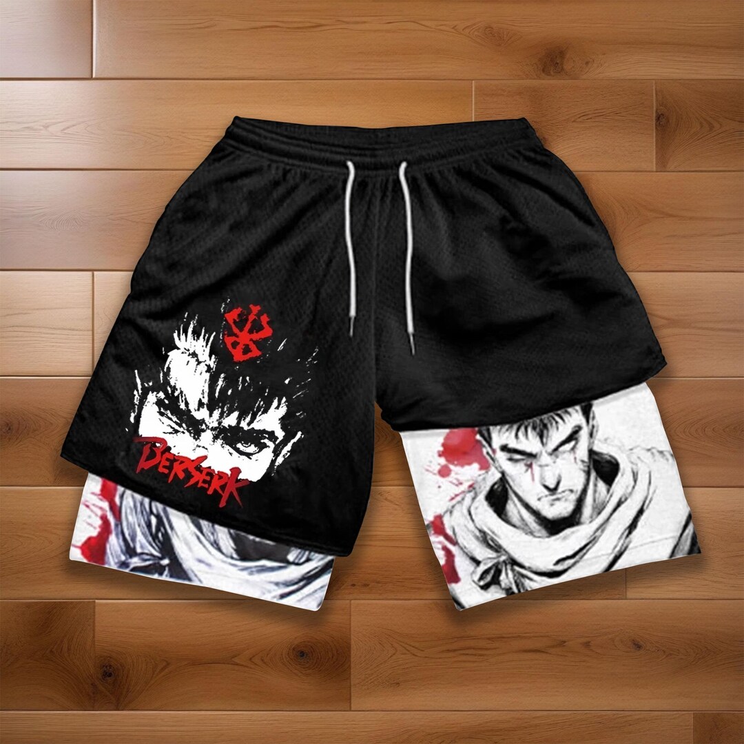 Anime Character Graphic Gym Compression Workout Shorts, Manga Anime ...
