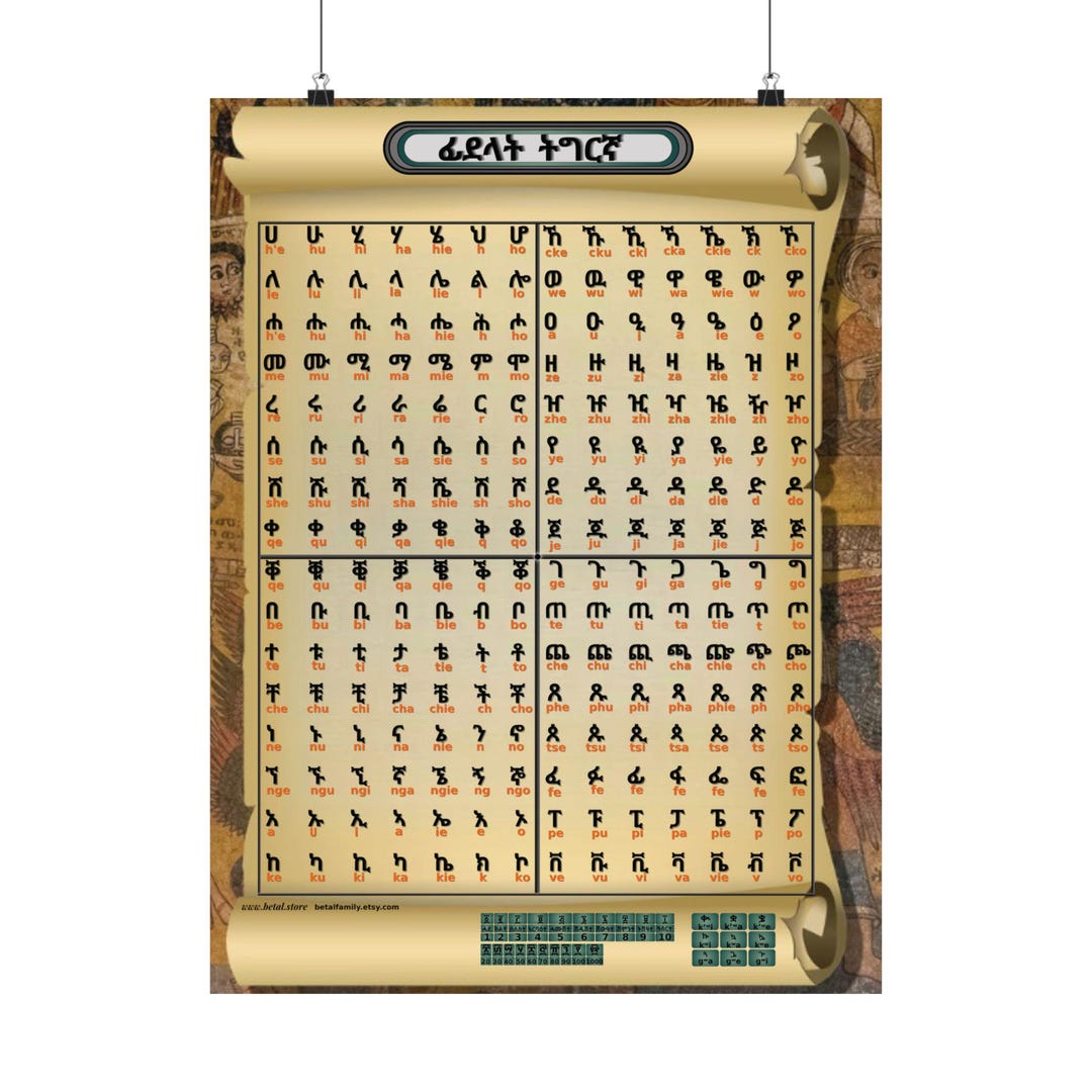 Tigrinya Alphabet, Tigrigna/fidelat Geez/fidelat Wall Matte Vertical ...