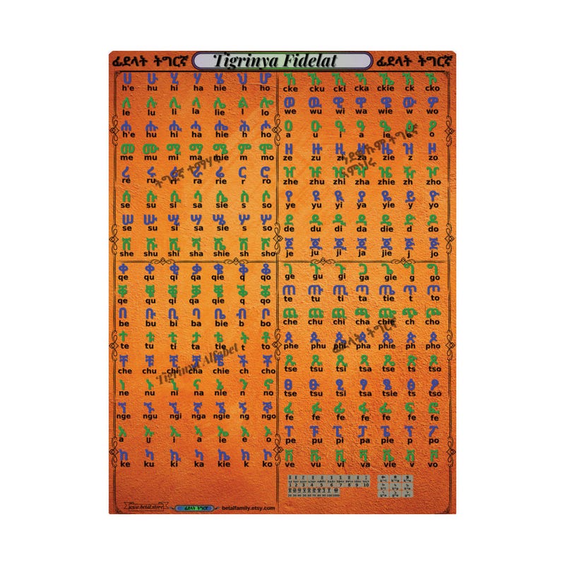 Tigrinya Alphabet Poster - Etsy
