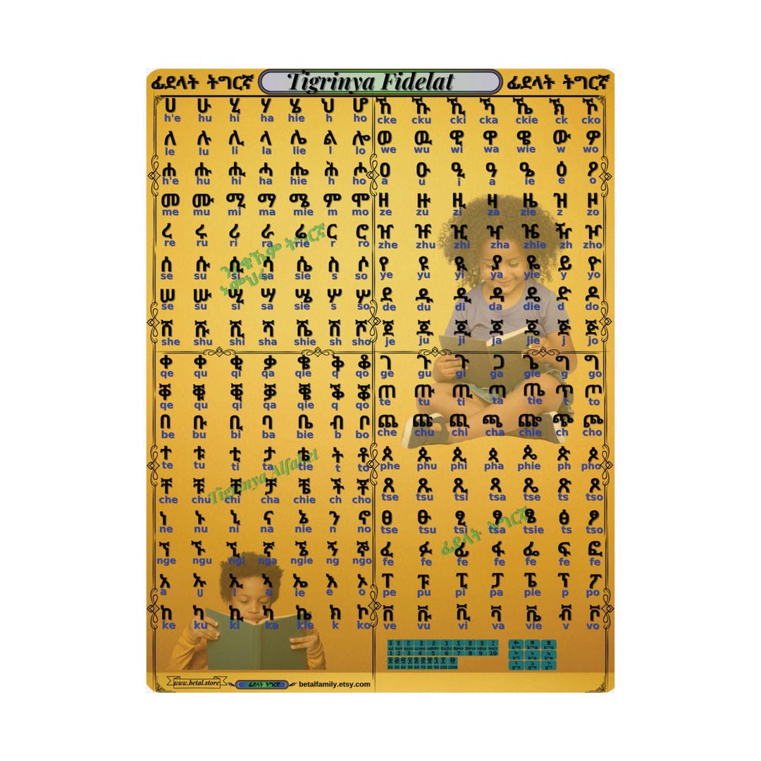 Tigrinya Alphabet, Tigrigna/fidelat Geez/fidelat Wall Matte Vertical ...