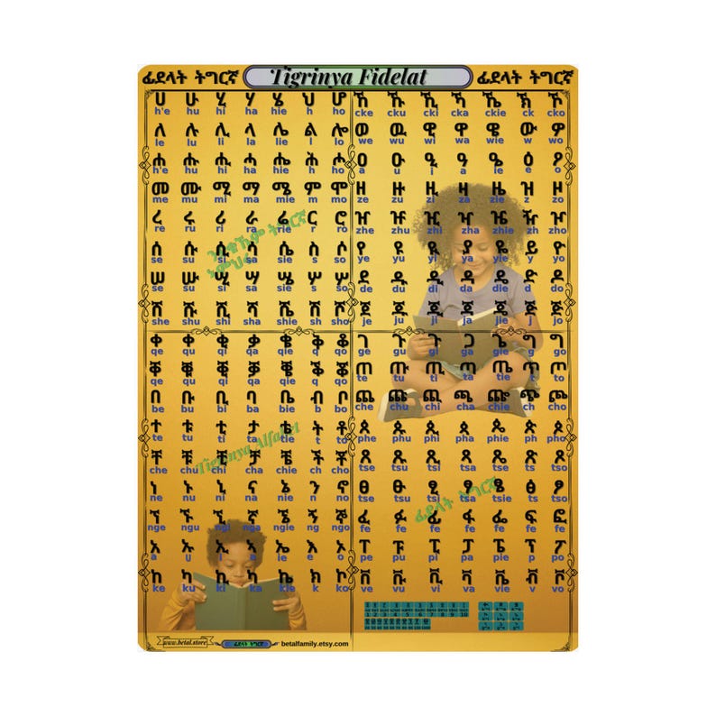 Tigrinya Alphabet, Tigrigna/fidelat Geez/fidelat Wall Matte Vertical ...