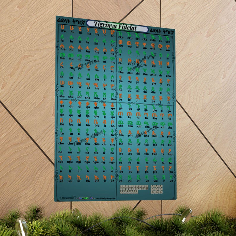 Tigrinya Alphabet, Tigrigna/fidelat Geez/fidelat Wall Matte Vertical ...