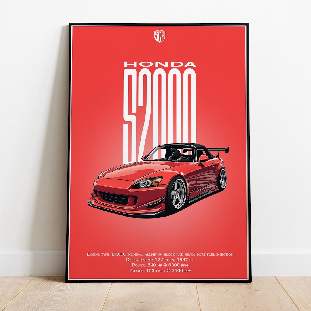 Digital Poster Honda S2000, Car Poster Prints Wall Art, Digital Artwork ...