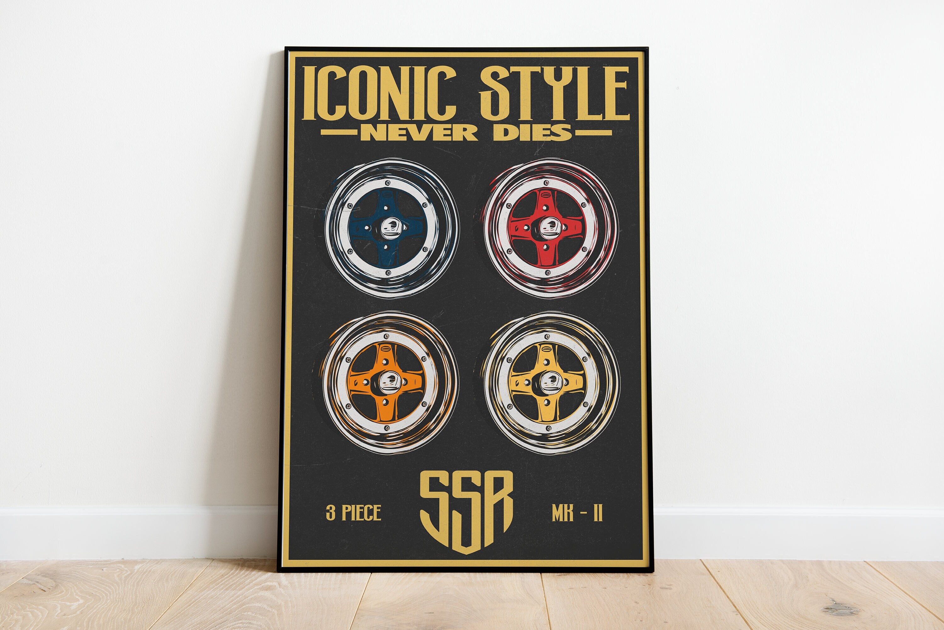 Retro Japanese Wheels Print, Automotive Wall Art, JDM Car Poster, Man ...
