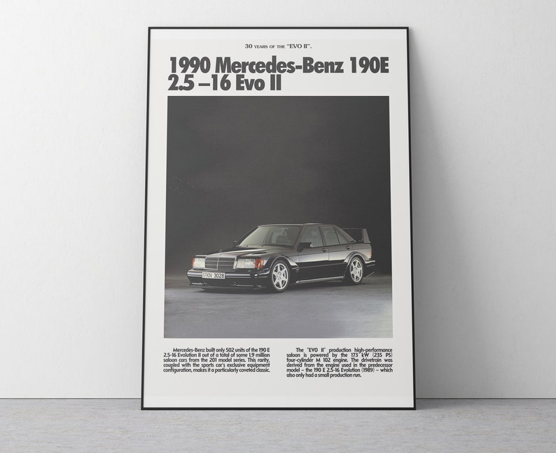 Mercedes-benz 190e EVO II, Digital Wall Art, Printable Poster, Vintage ...