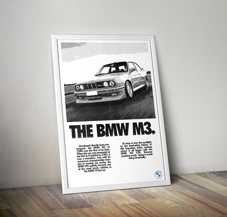 BMW E30 Poster, Vintage BMW Print, Vintage Car Poster, Classic Car Poster, Sports Car Print ...