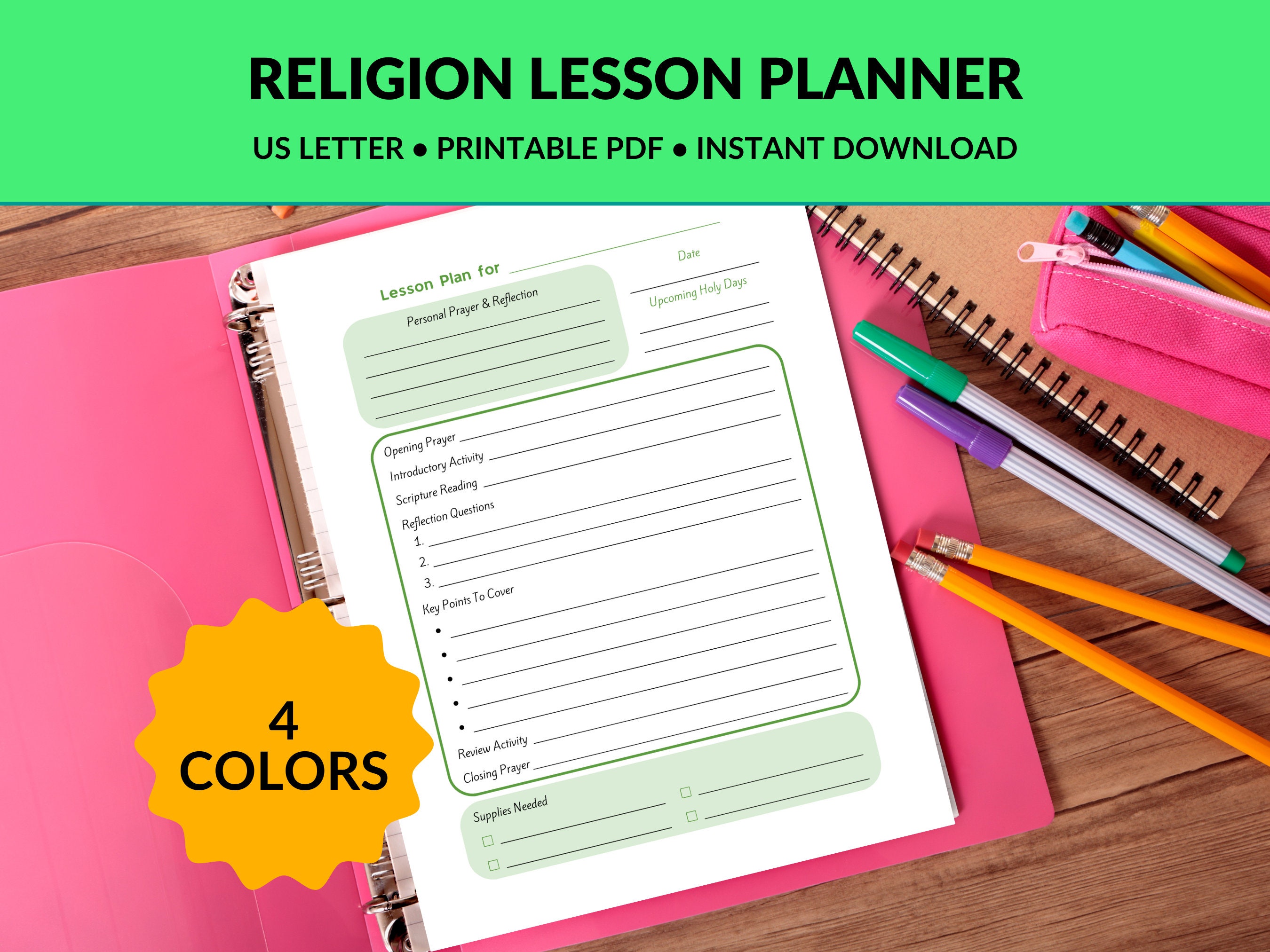 Religion Lesson Planner Page - Etsy