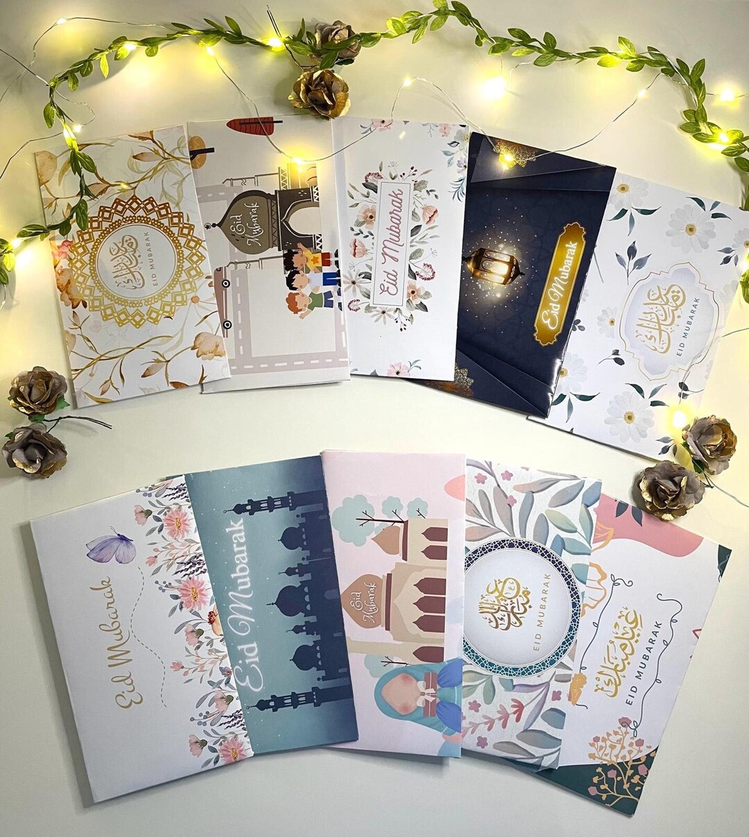 Eid Mubarak Envelopes, Eidi Envelopes Pack of 5/10 Envelopes, Cute Eid ...