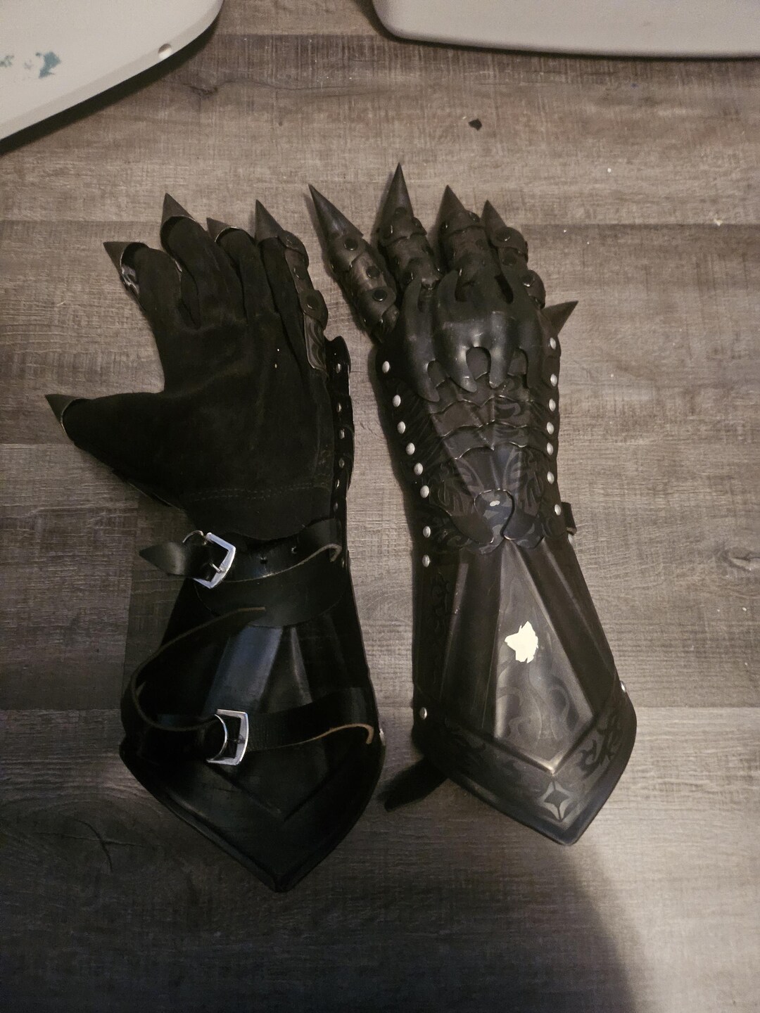 Metal Gauntlets, Black Aluminum With Leather Gloves and Straps. - Etsy