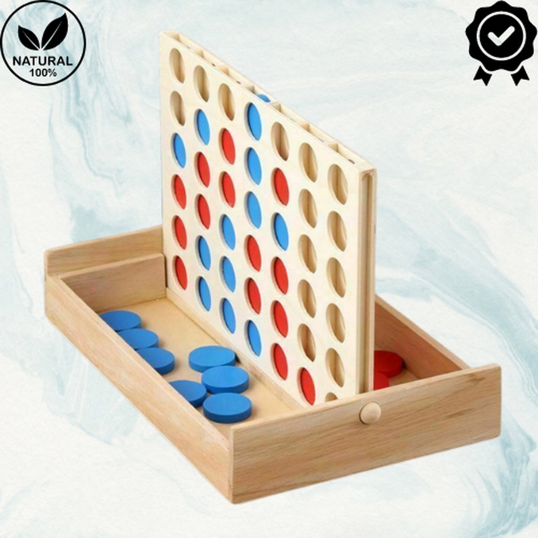 Wooden Four in a Row Connect Game Classic Educational Board Game for ...