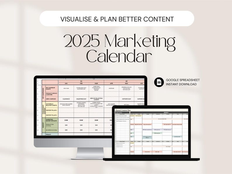 2025 Marketing Calendar Template Content Plan - Pastel Version - Etsy
