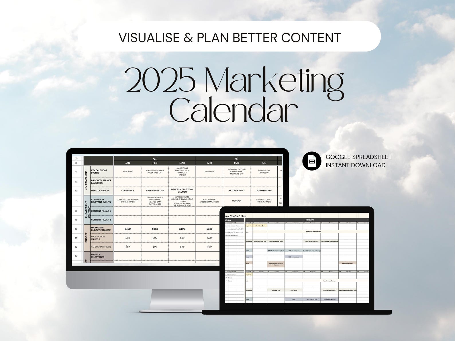 2025 Marketing Calendar Template Content Plan - Etsy