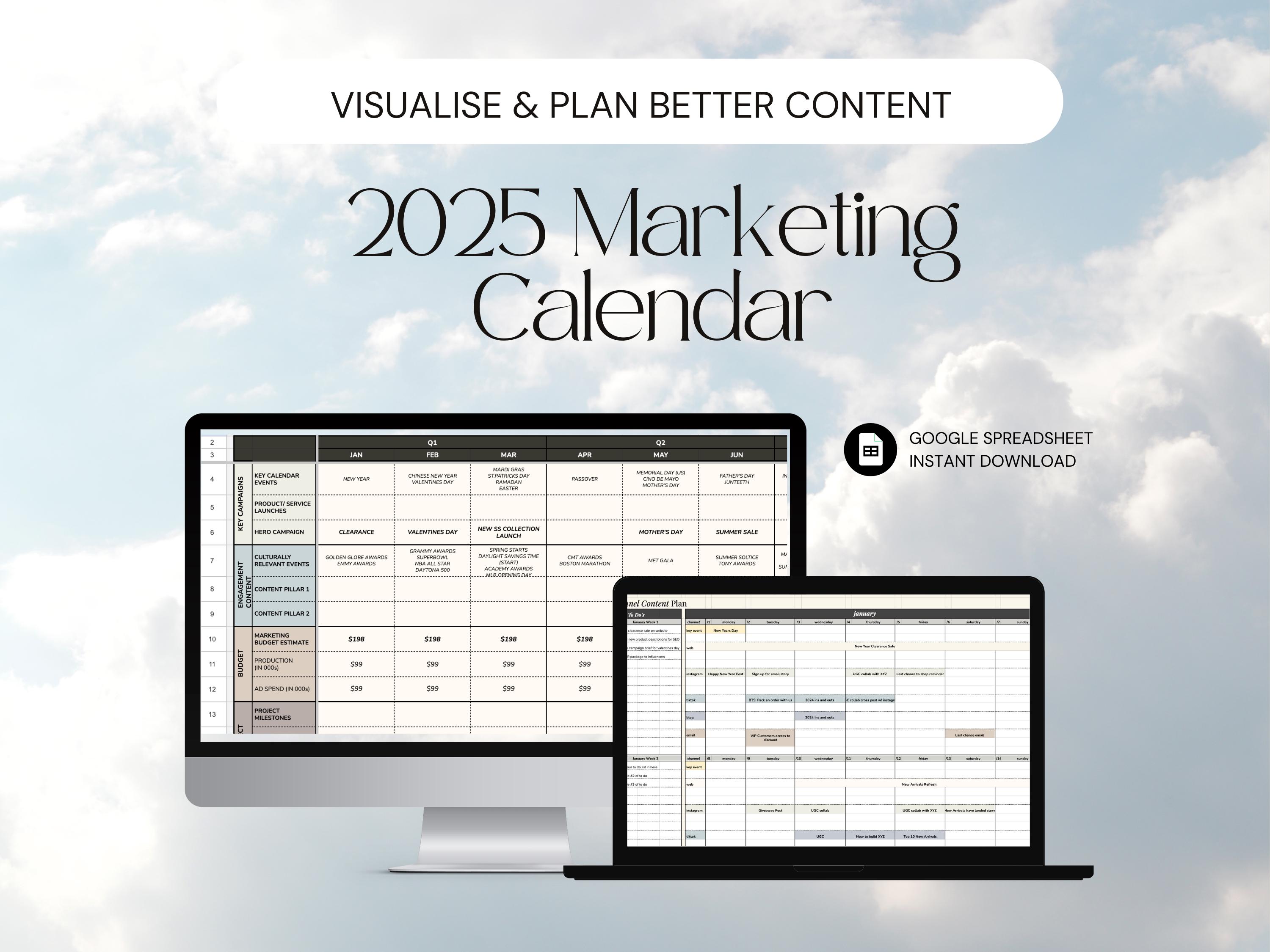 2025 Marketing Calendar Template Content Plan - Etsy