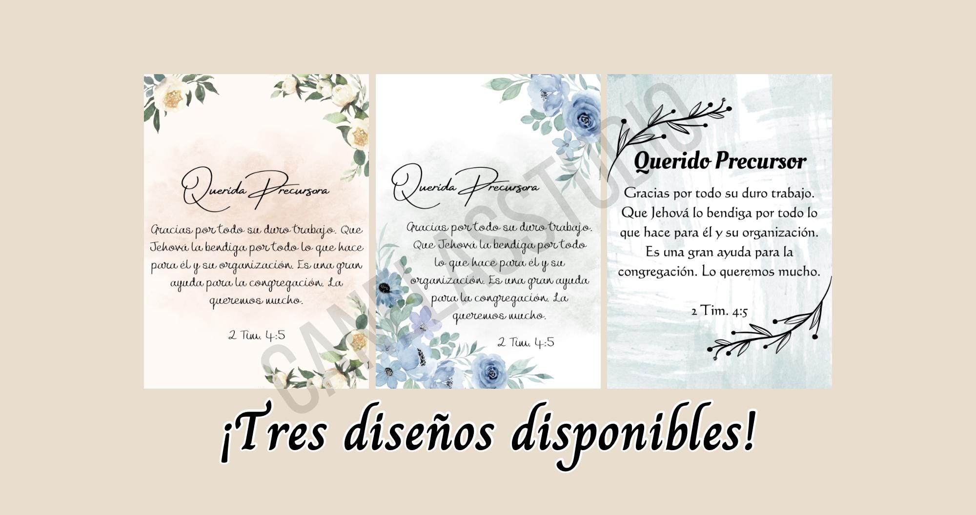 3 Spanish JW Thank You Printable Pioneer Cards/ 3 Tarjetas De ...