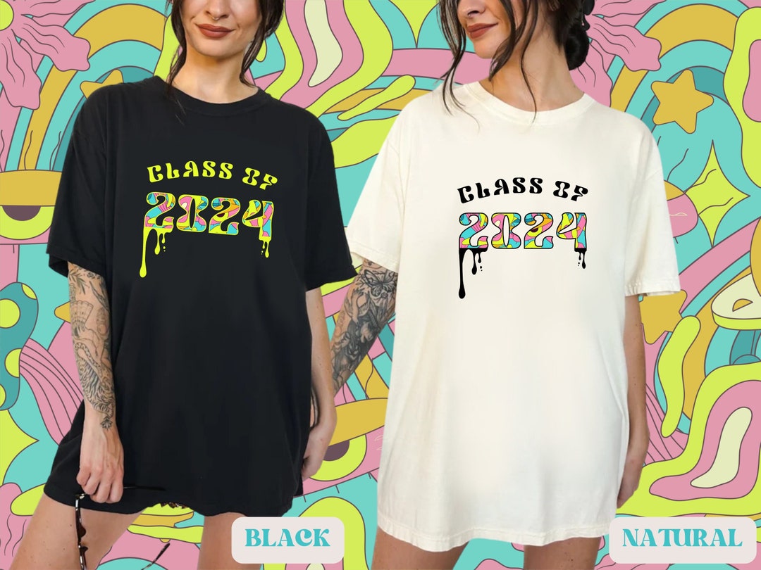 Class of '24 Retro Shirt Graduation Gift, Trippy Shirt, Retro Wavy Font ...