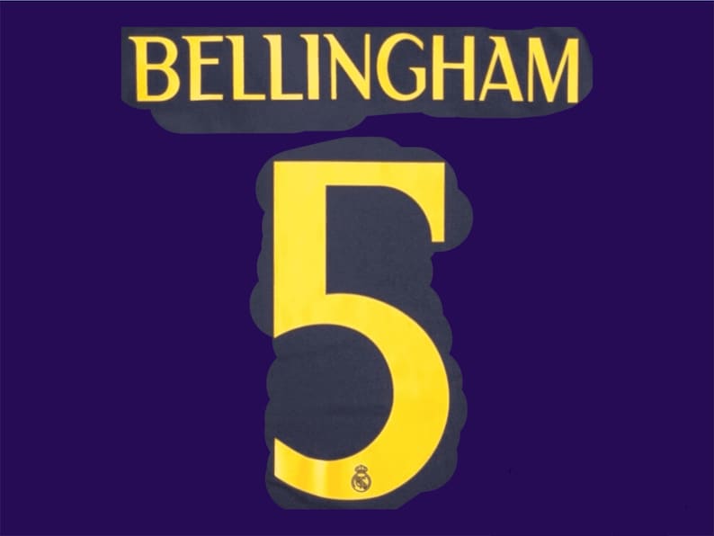 Bellingham #5 2023-2024 Away Third Madrid Nameset Flocking - Etsy