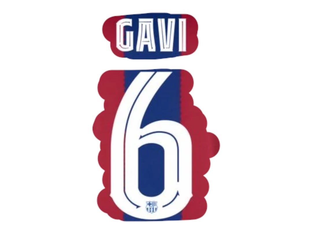GAVI #6 2023-2024 Barcelona Home Cup Nameset Flocking - Etsy