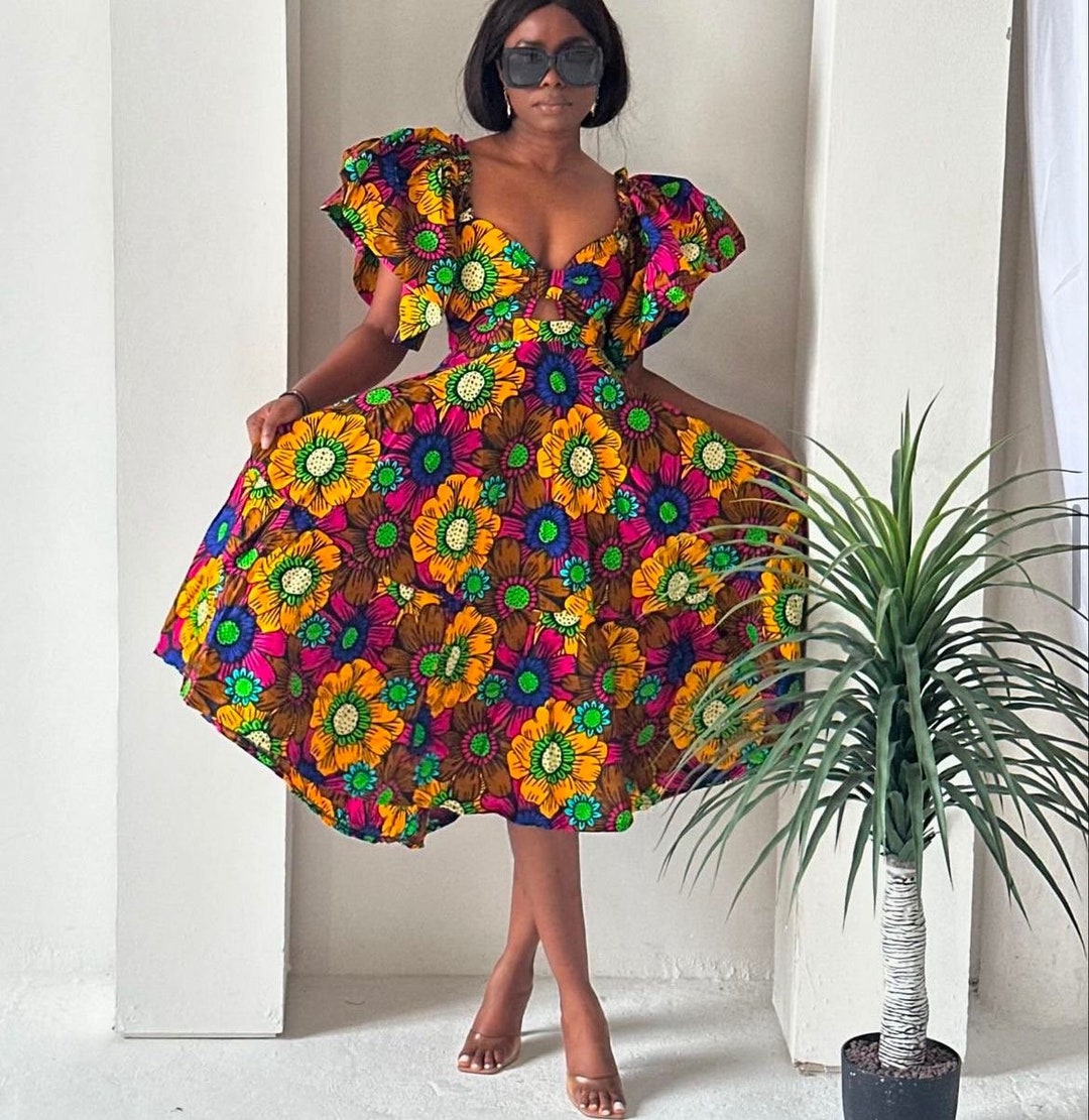 Short Ankara Dress, African Print Dress, Mini Dress, Ankara Wedding ...