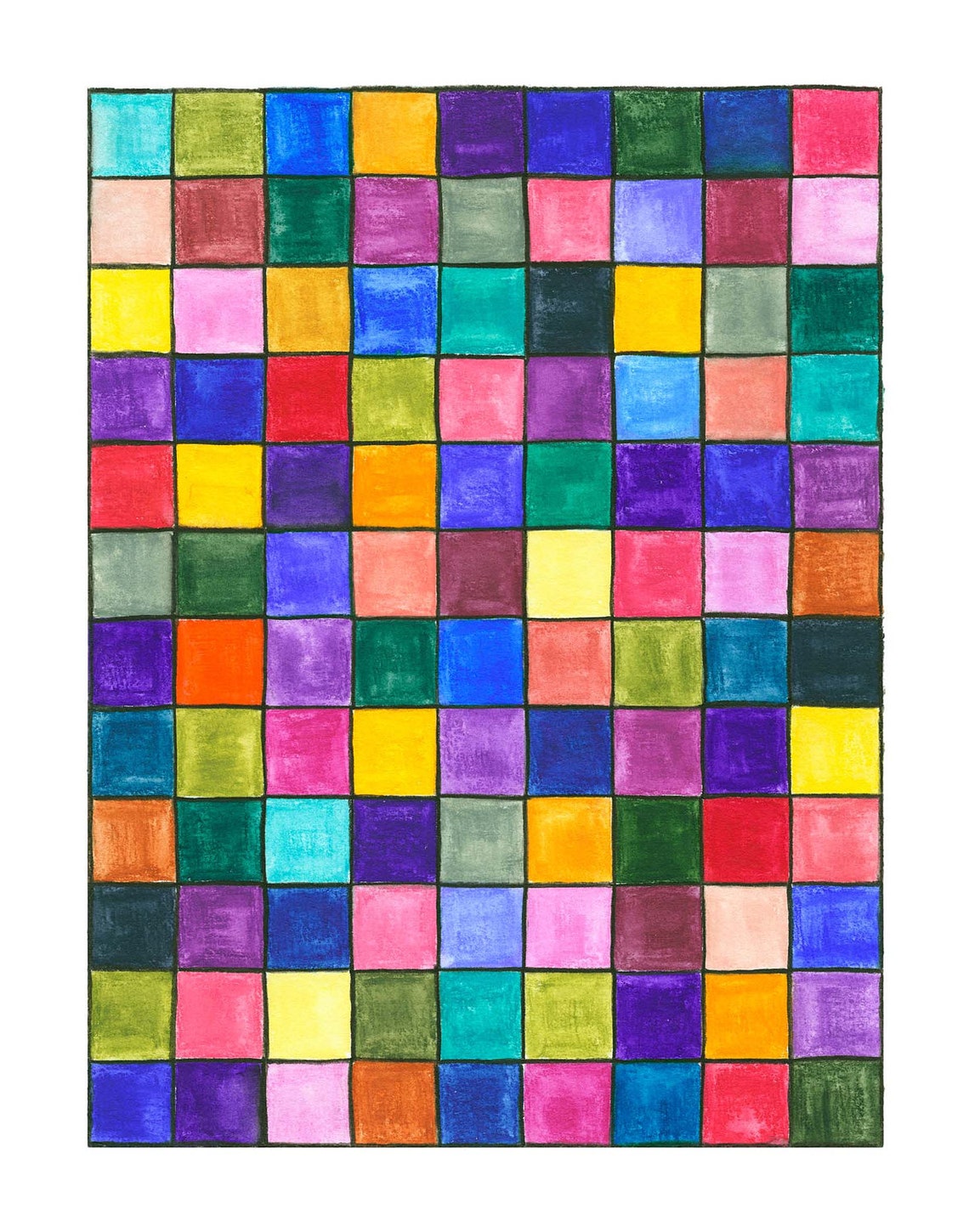 Watercolor Giclee Painting Checkerboard/quilt-look on Cold - Etsy