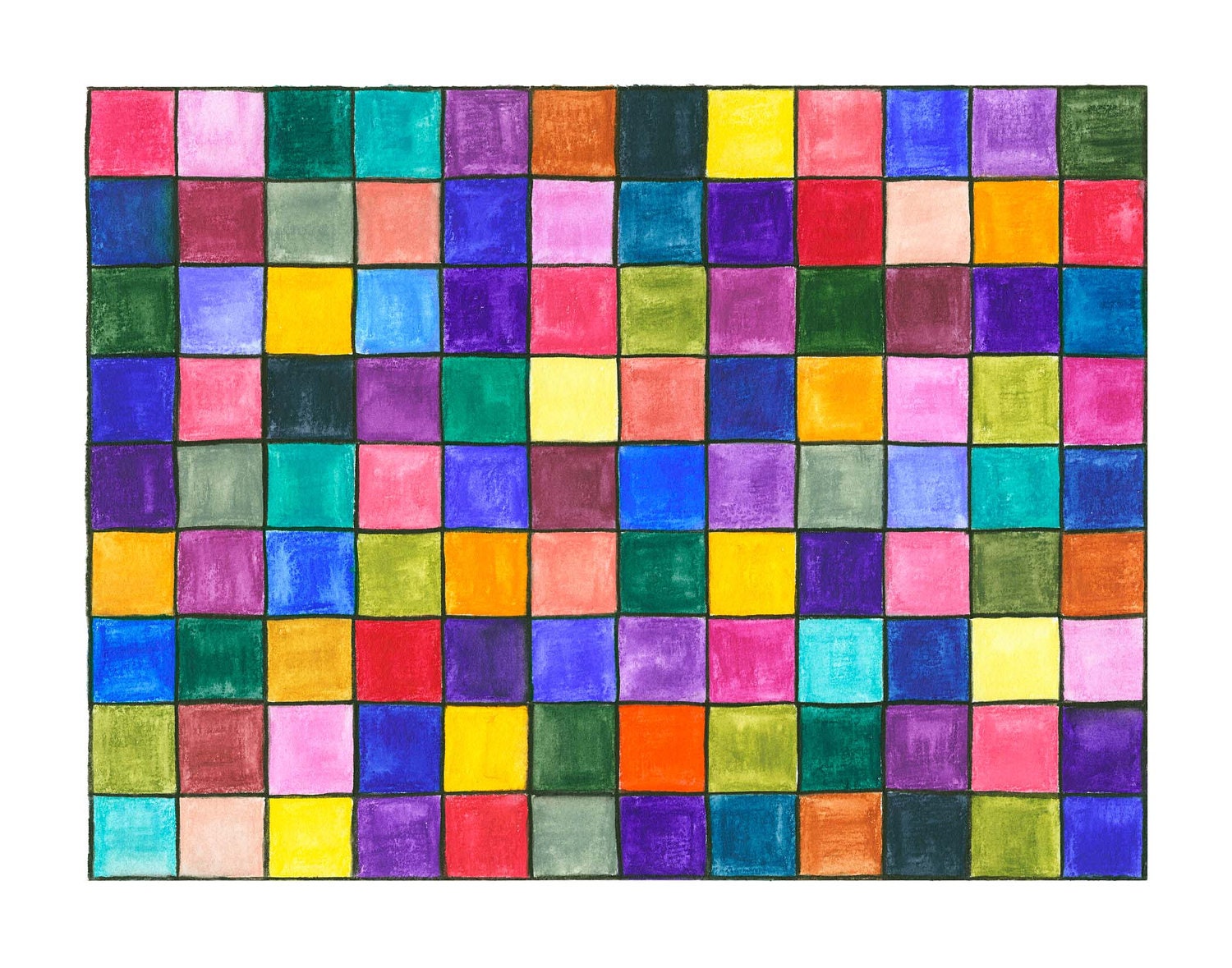 Watercolor Giclee Painting Checkerboard/quilt-look on Cold - Etsy