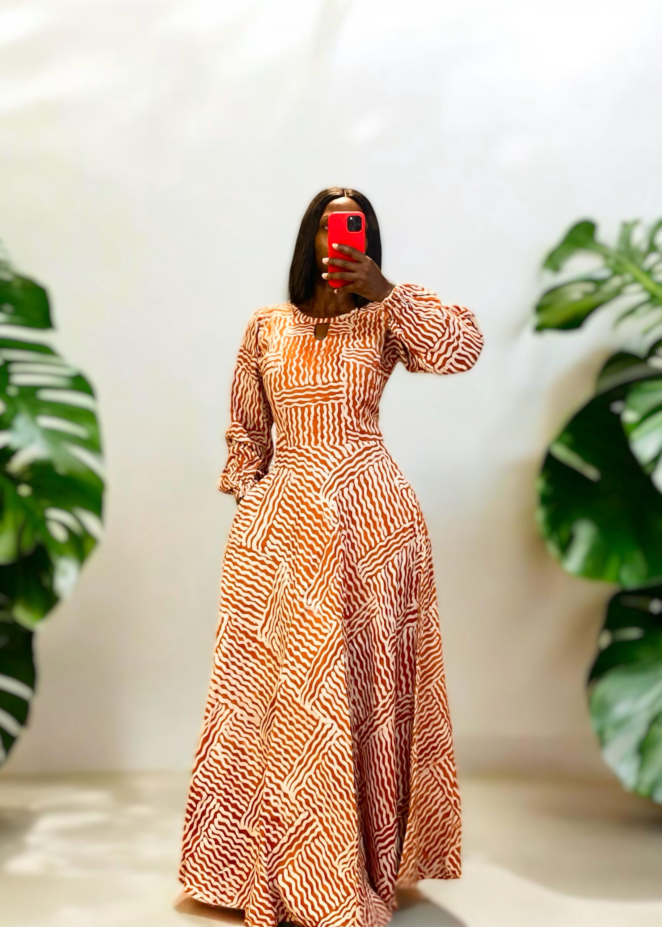 Elegant Adire Batik Line Dress - Etsy