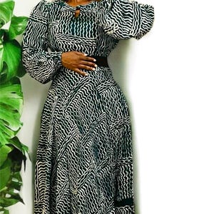 Elegant Adire Batik Line Dress - Etsy