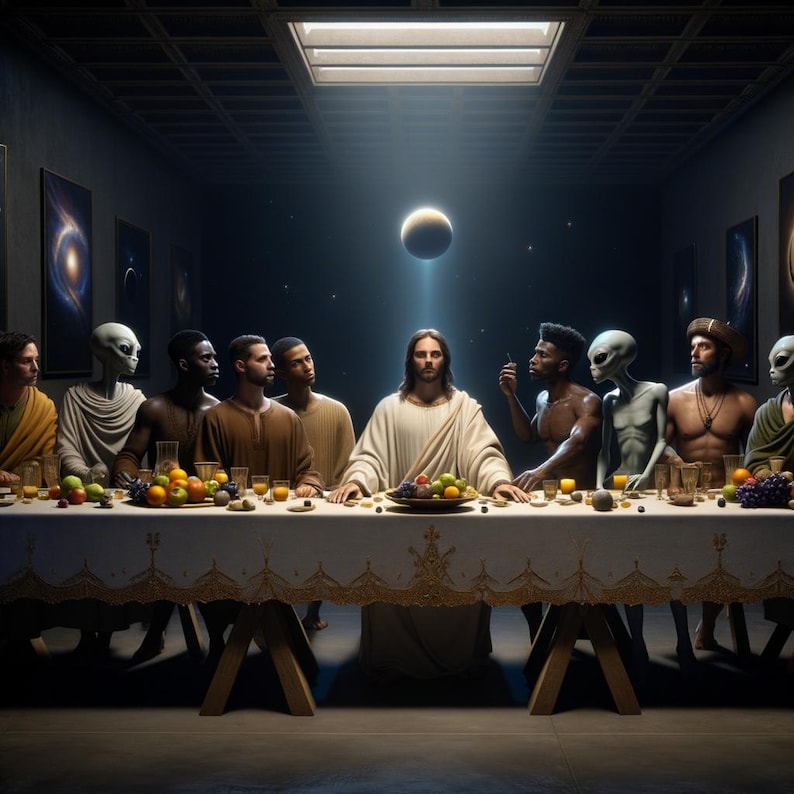 The Last Supper With Aliens Digital Art - Sci-fi Printable Wall Decor ...
