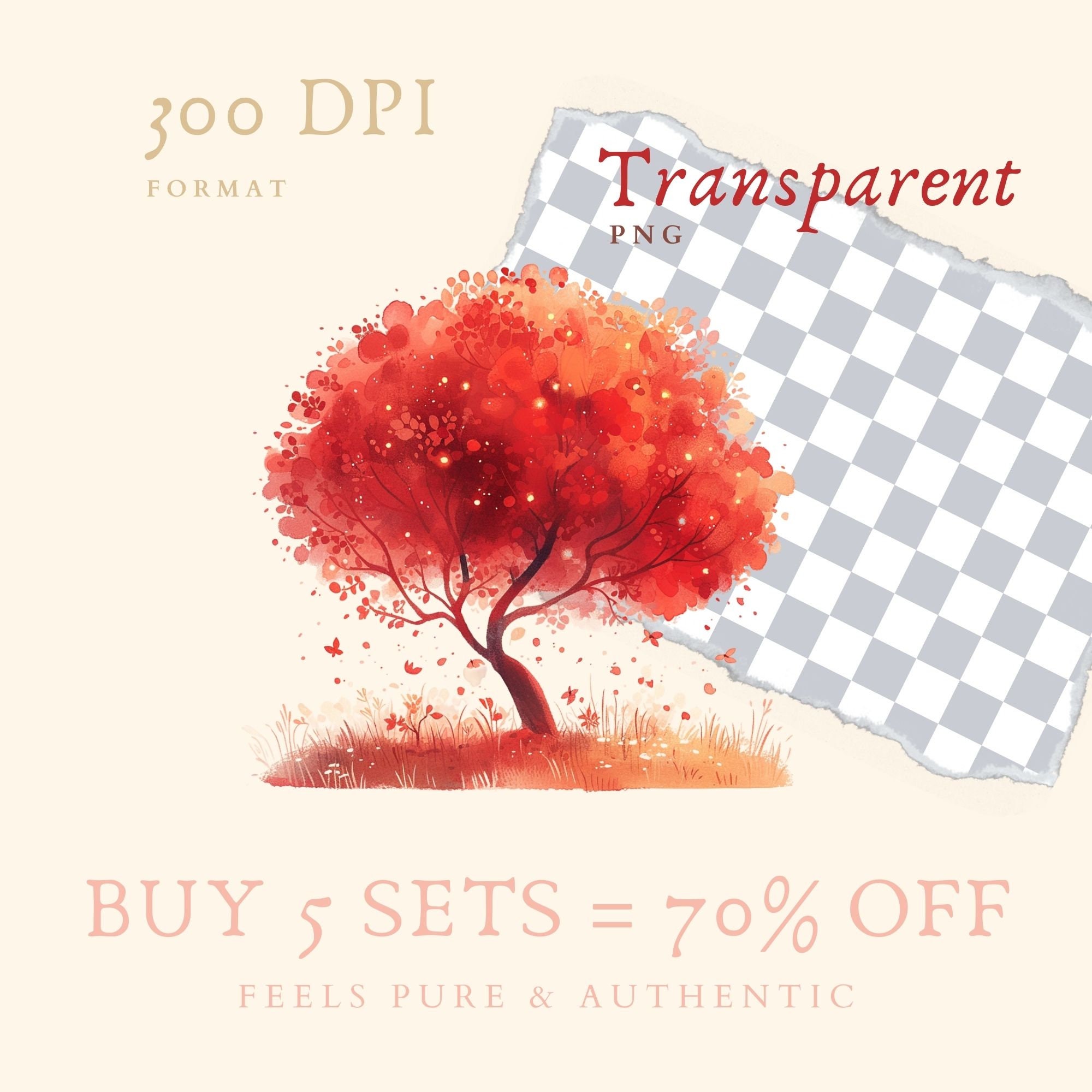 Enchanted Forest Ruby Red Tree Clipart, Watercolor Fairy Tree ...