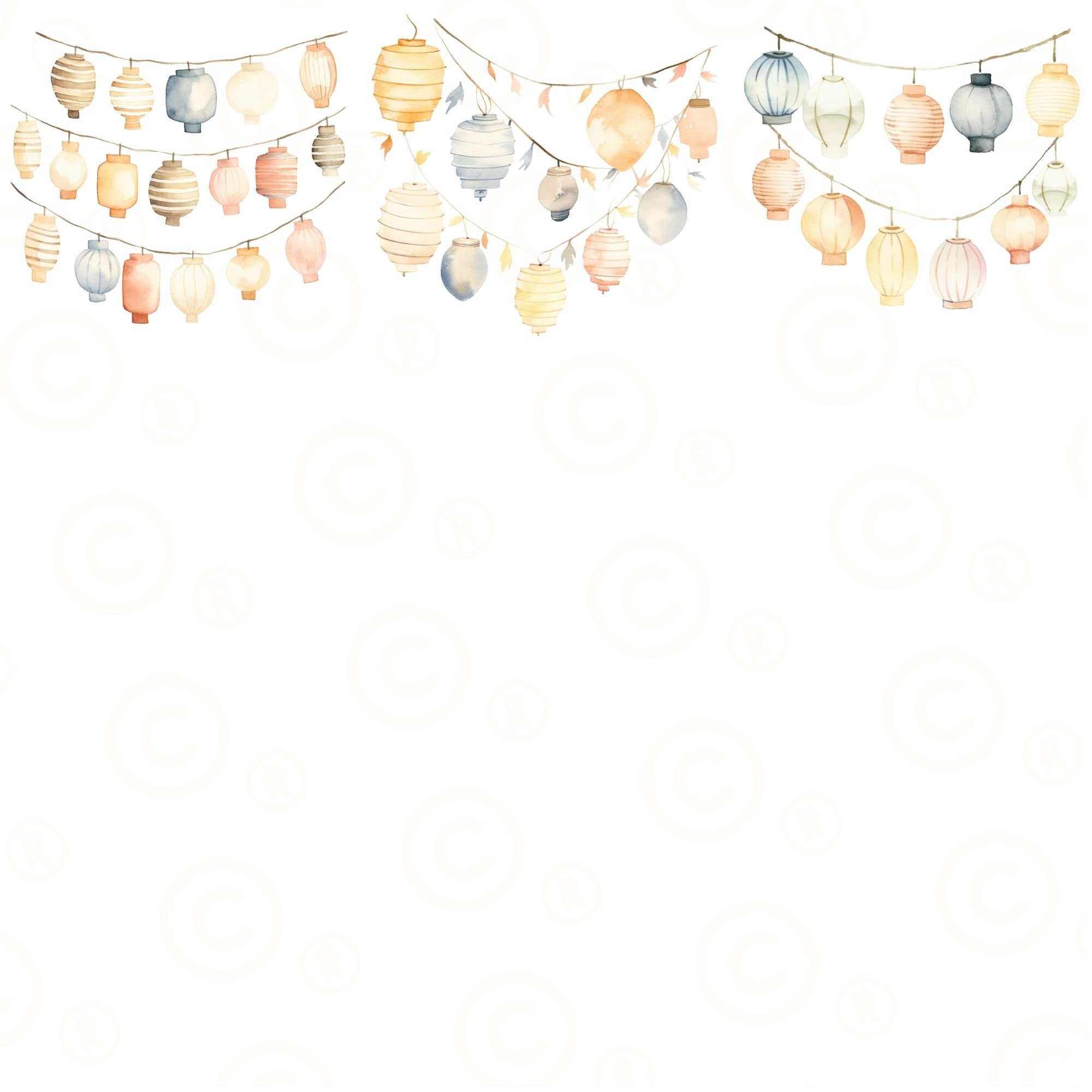 Watercolor Paper Lanterns Clipart Bundle- 30 Watercolor Clipart ...